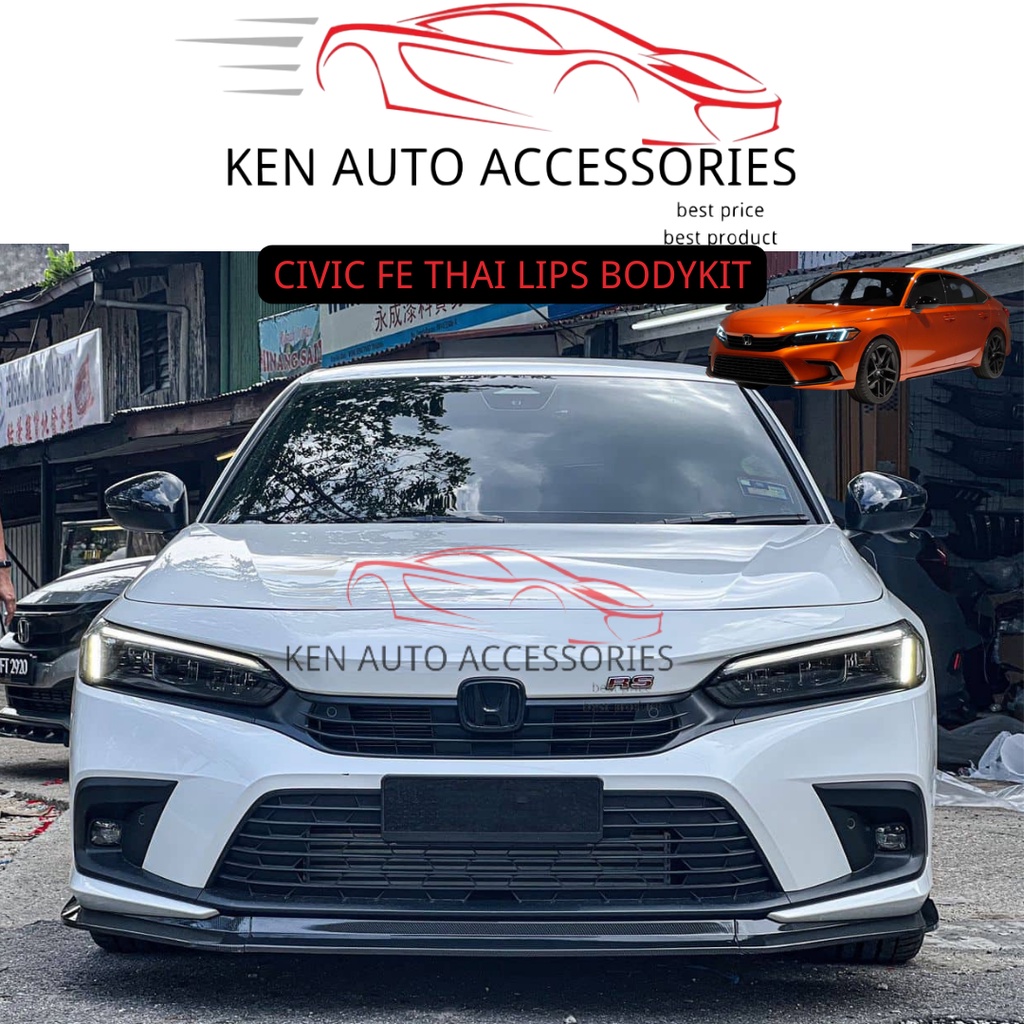 CIVIC FE 2022-2024 THAI LIPS BODYKIT GLOSSY BLACK & CARBON FIBER ...