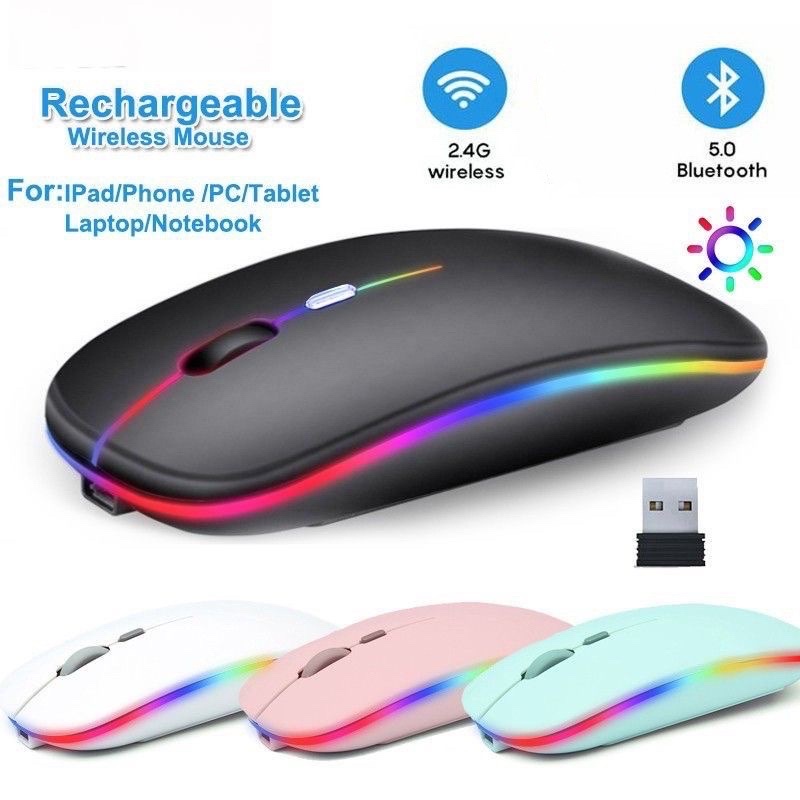 Wireless Mouse, (5.0 Bluetooth Connection Or 2.4G USB Wireless ...