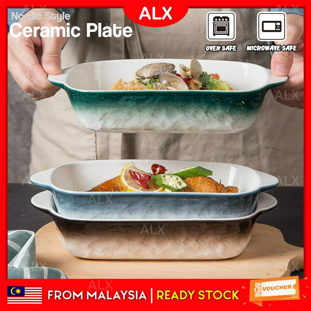ALX 650mL Nordic Style Salad Ceramic Bowl wt Handle Pasta Roasted Baked ...