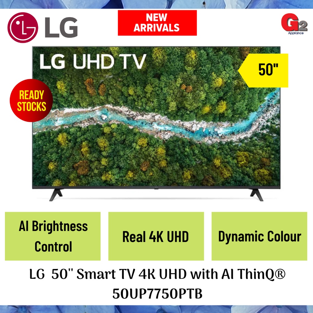 LG (READY STOCK) 50'' Smart TV 4K UHD with AI ThinQ® 50UP7750PTB-LG ...