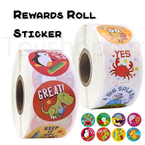 💫Reward Sticker Cartoon Cute Roll 500Pcs Scrapbook Stationery Toys ...