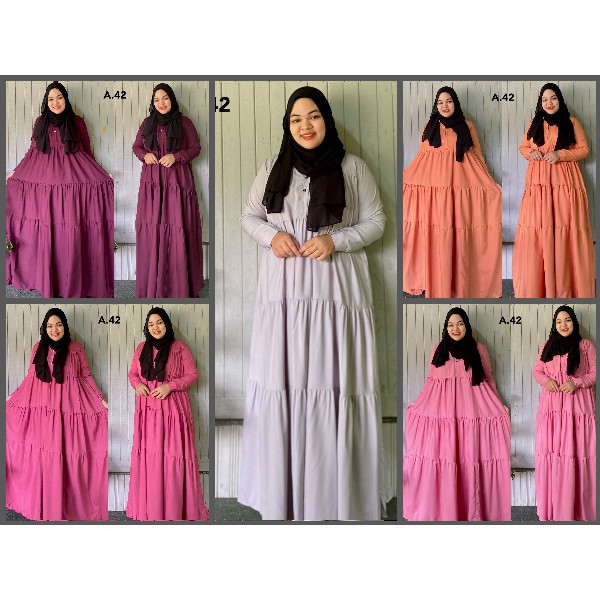 Dress Labuh Maxi Dress Viral,Dress Layer Bertingkat Plain Colour ...