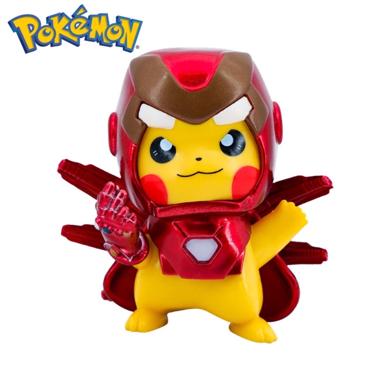 Pokemon x Marvel Pikachu Cos Ironman Mini Figure Decoration | Shopee ...