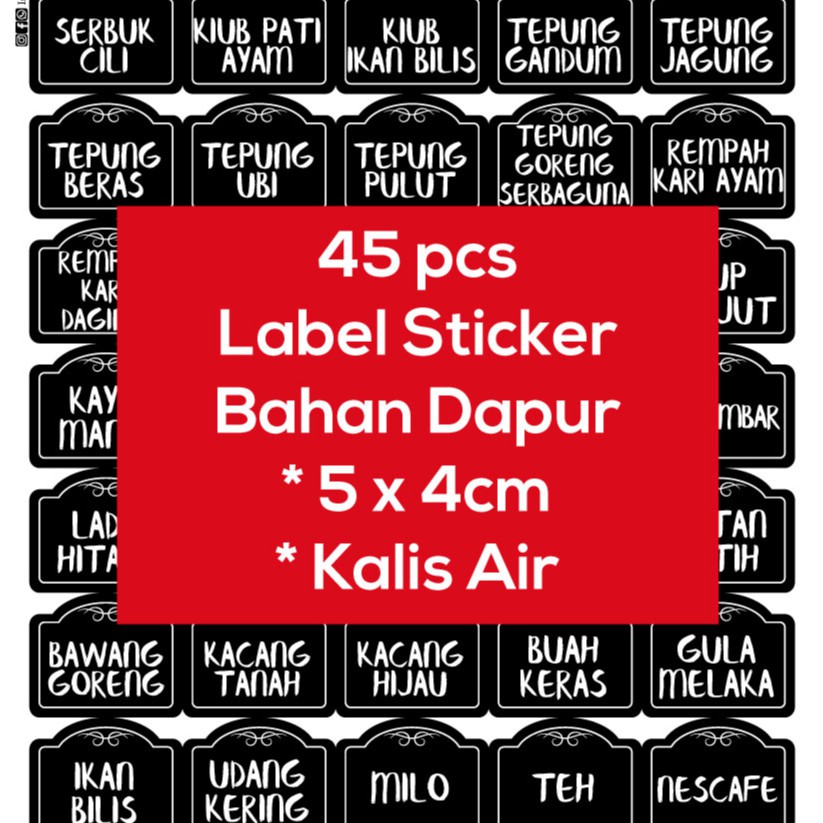 [READY STOCK] STICKER LABEL DAPUR | Sticker Balang Kalis Air | Shopee ...