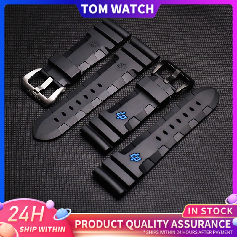PAM Rubber strap 24mm 26mm For Panerai strap tali jam PAM441 PAM111 ...