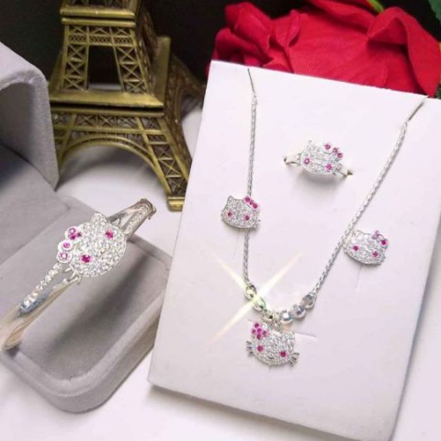 HELLO KITTY Silver jewelry set 5 Hello kittyPiece (many models ...