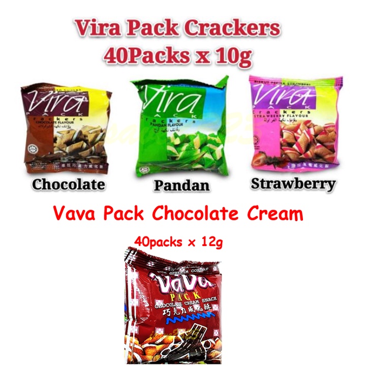 [Vira Crackers (10g x 40 Packs) - Chocolate / Strawberry / Pandan ...