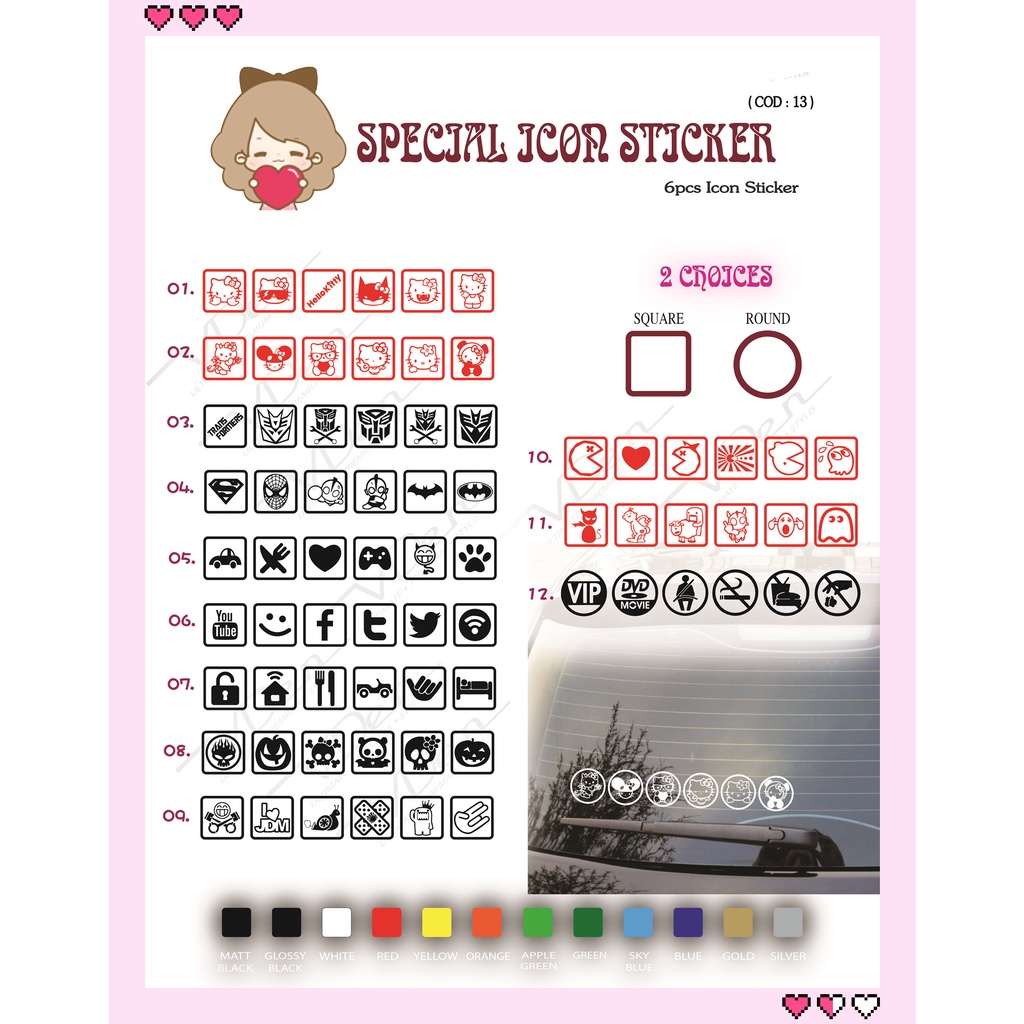 Car Sticker VIP hello Kitty 6Symbols Myvi Move Bezza Alza Iriz saga ...