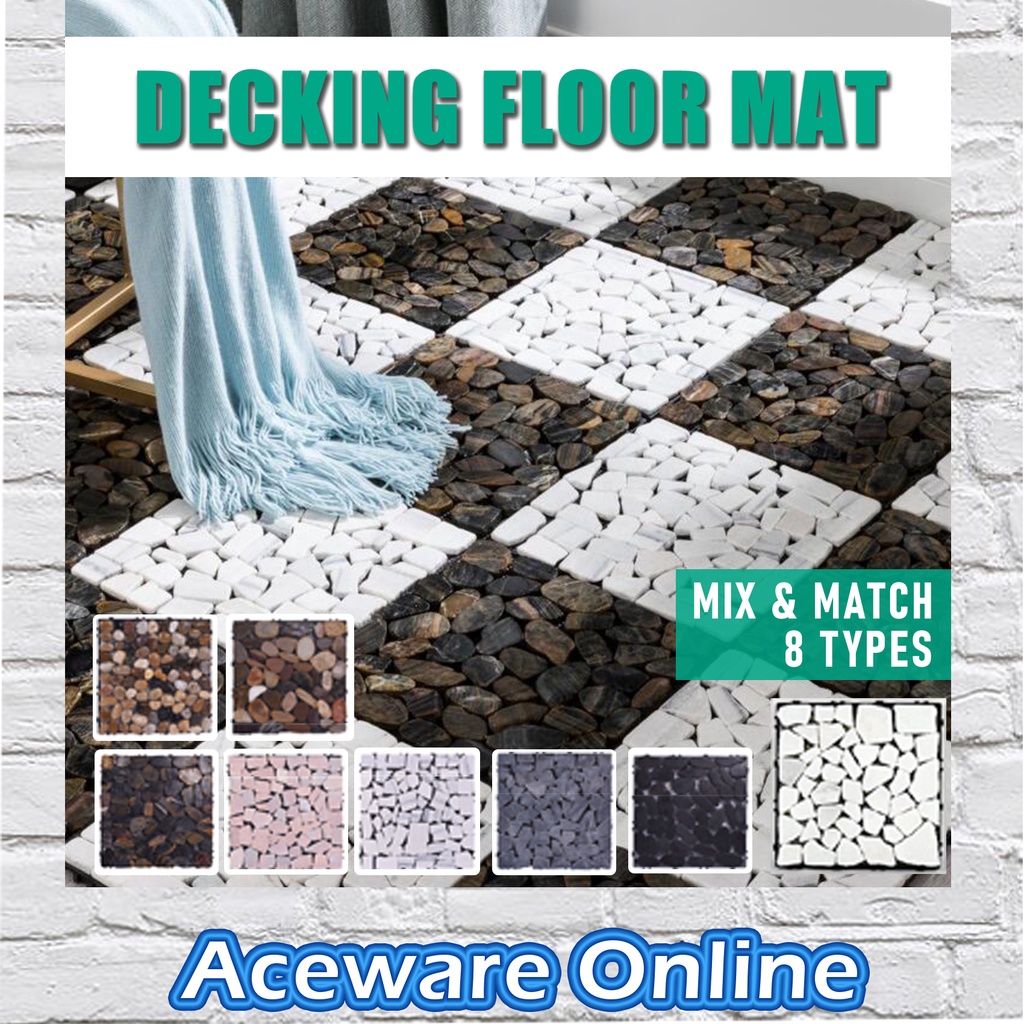Decking Stone Floor Mat 30cm x 30cm Rock Tile Outdoor Garden Flooring ...