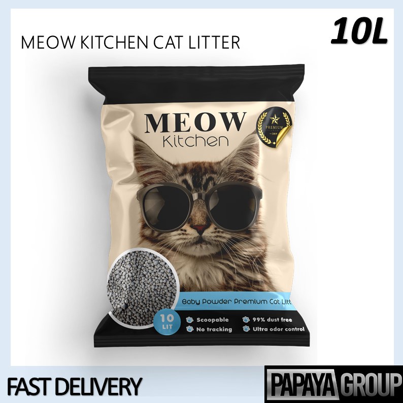 Meow Kitchen Bentonite Cat Litter 10L - ( Cat Sand / Pasir Kucing Wangi ...