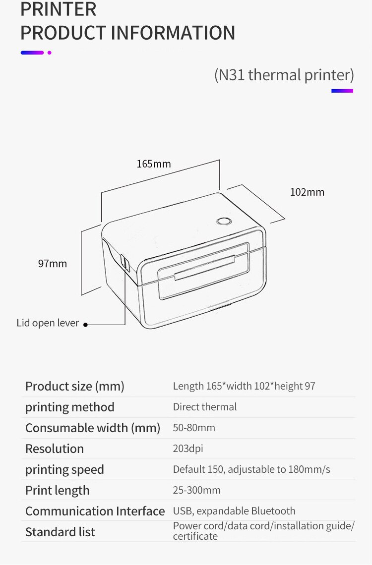 HPRT Bluetooth Thermal Printer Mobile Print or Express Bill for Shopee ...