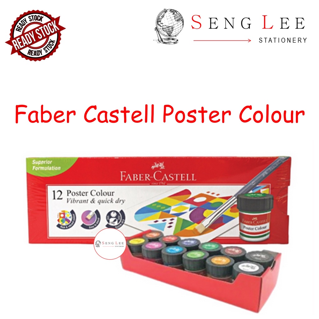 Faber Castell Poster Colours Water Colour 12 Colours (15cc) | Shopee ...