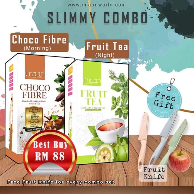 🔥COMBO SLIMMY IMAAN 🔥 FRUIT TEA+CHOCO FIBER | Shopee Malaysia