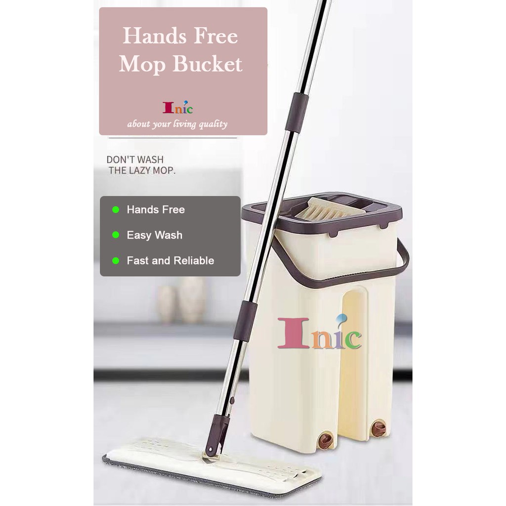 Mop Lantai Mop 2 In 1 Flat Mop With Bucket Mop Pads Mop | Shopee Malaysia