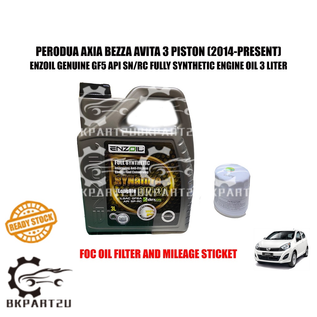 PERODUA AXIA BEZZA AVITA ENZOIL GENUINE 0W 20 0W 20 GF5 API SN/RC FULLY ...