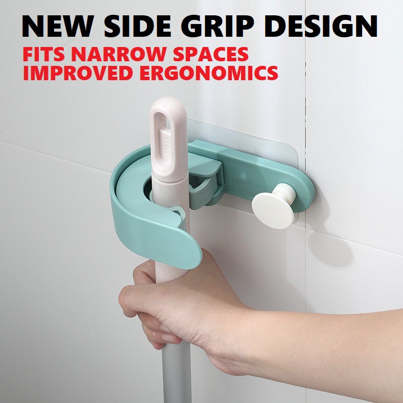 Mop Broom Holder Wall Mounted Mop Hangar Sticker Adhesive Holder ...