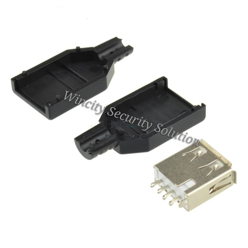 WSS Type A Female USB 4 Pin Socket Connector With Black Cover/solder ...