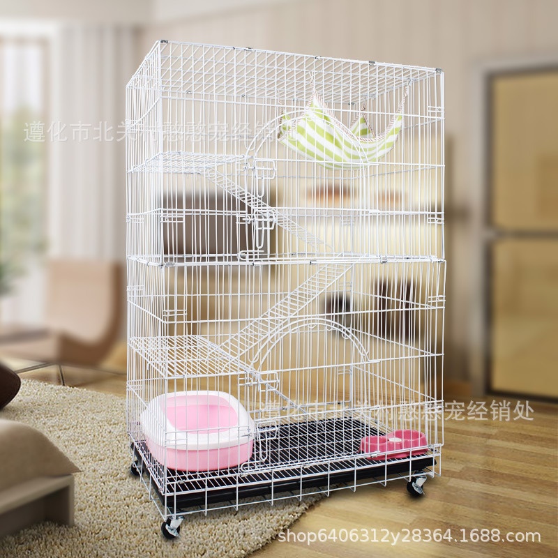 Foldable cat cage 4 floors 1 meter 4, with toilet tray wheels and full ...