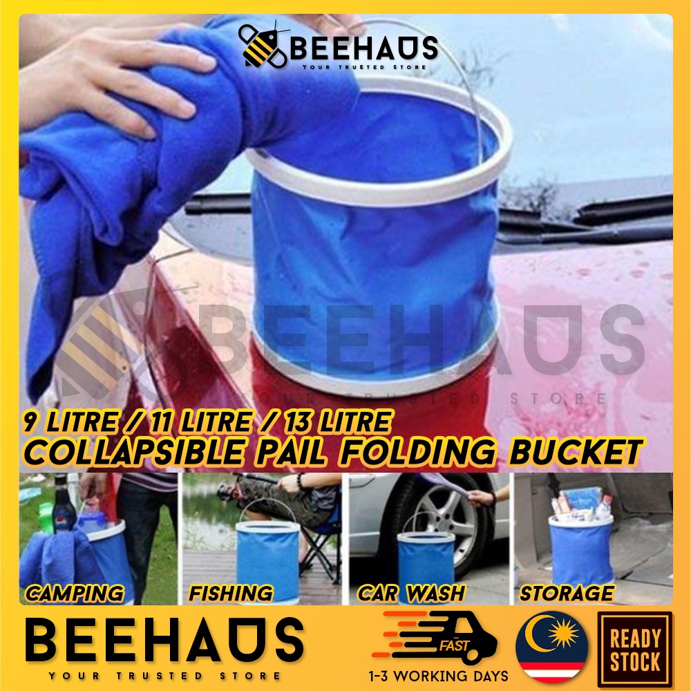 BEEHAUS Foldable Water Bucket Collapsible Pail Folding Bucket Car Wash ...