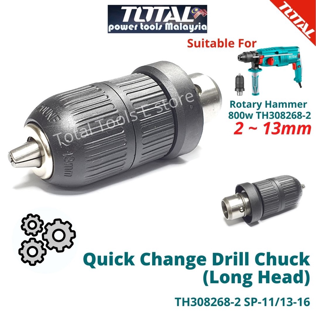 TOTAL Rotary Hammer TH308268-2 Quick Change Drill Chuck (Long Head ...