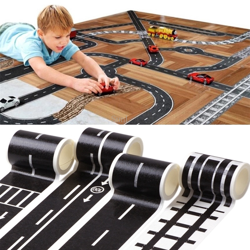 Kids Railway Car Track Road Floor Tape Sticker Traffic Sticky Paper DIY ...