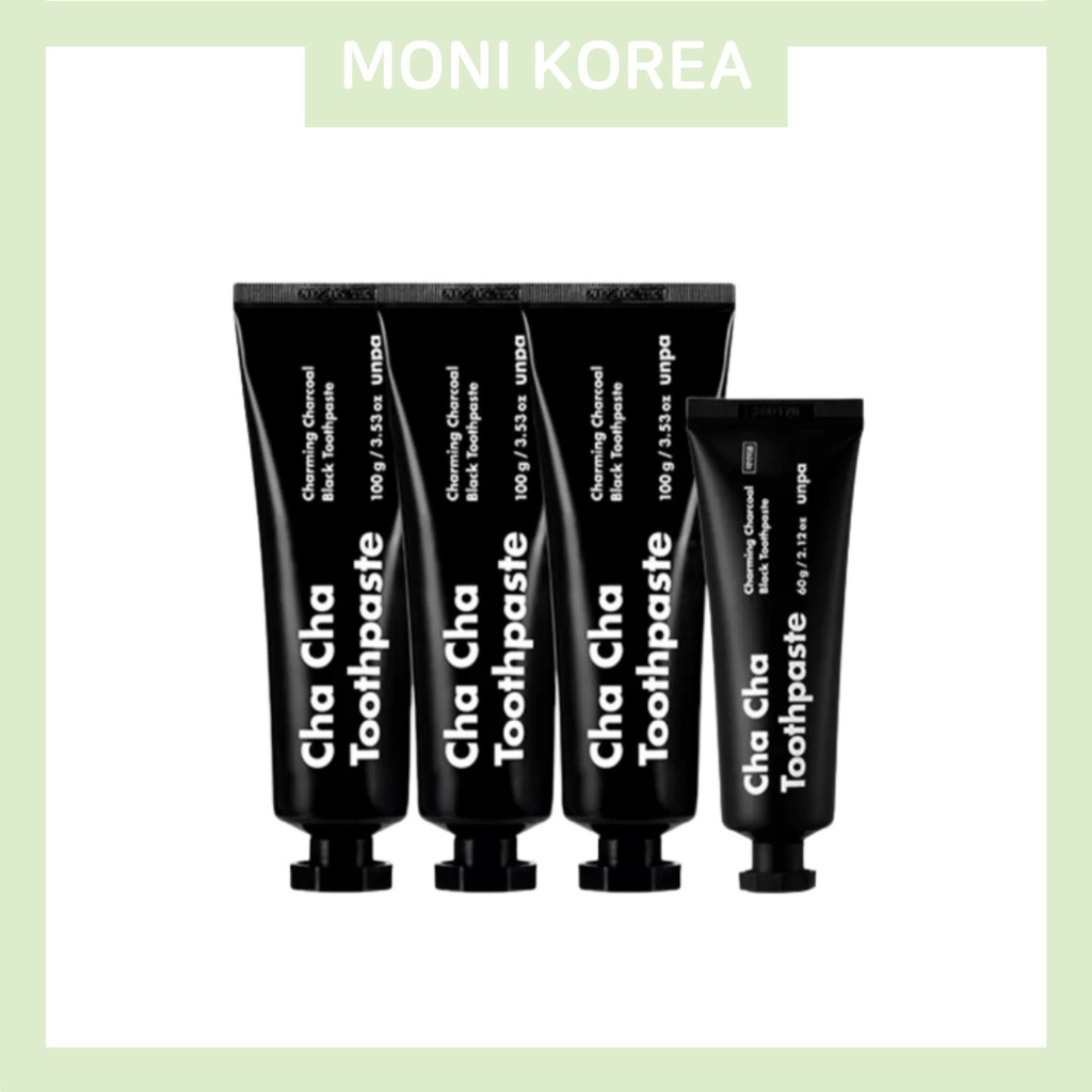 [Unpa] Korea Authentic chacha Charcoal toothpaste 100g x 3 + 60g Korean ...