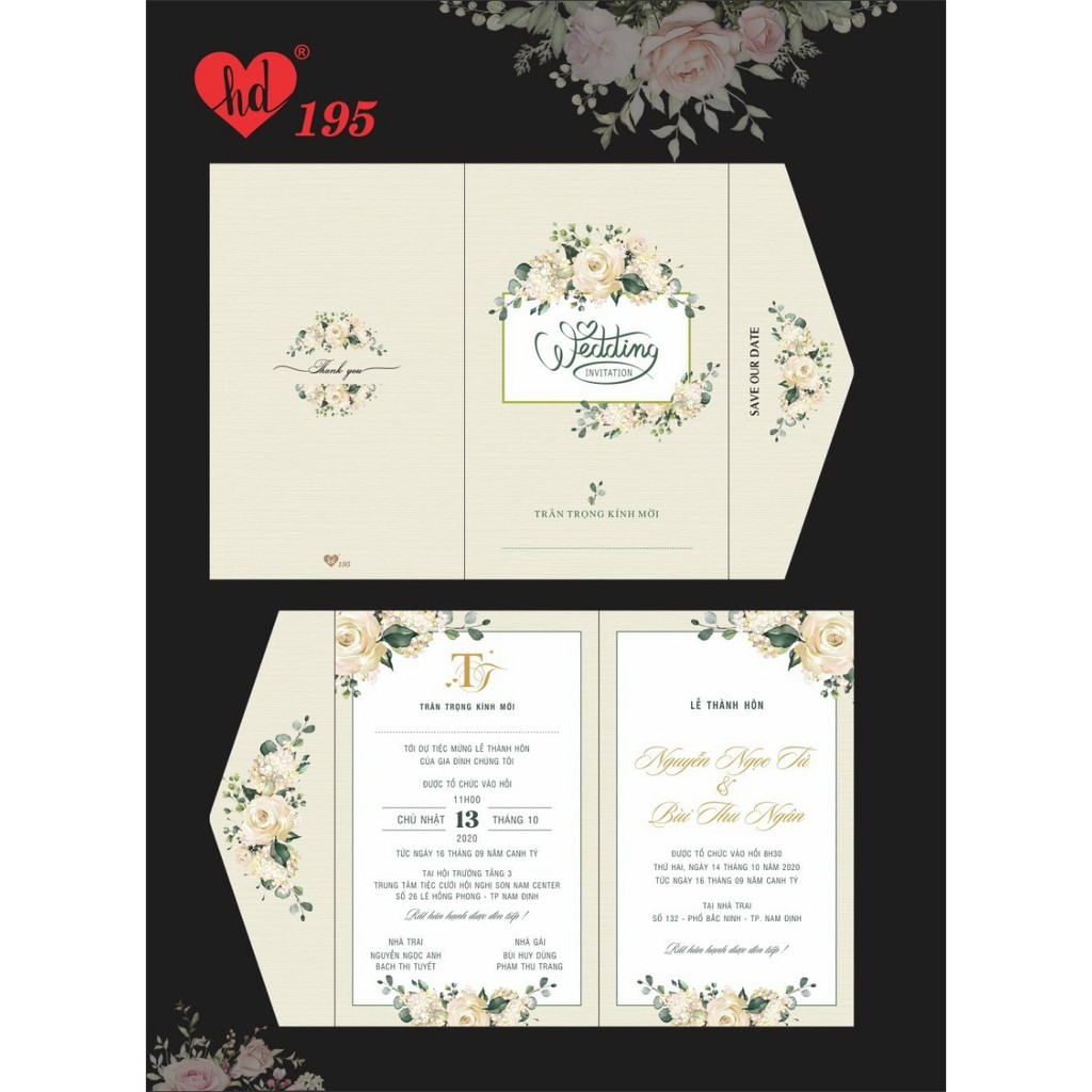 3-fold wedding invitation combo of 100/piece blank without printed ...