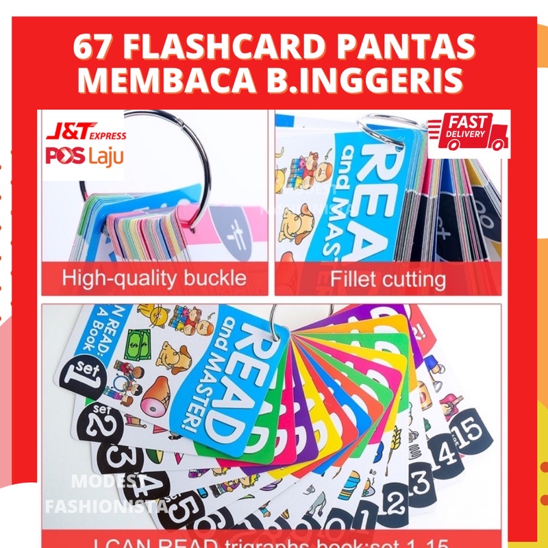 Phonics Flashcards Reading English Flashcard Book Kad Membaca Buku ...