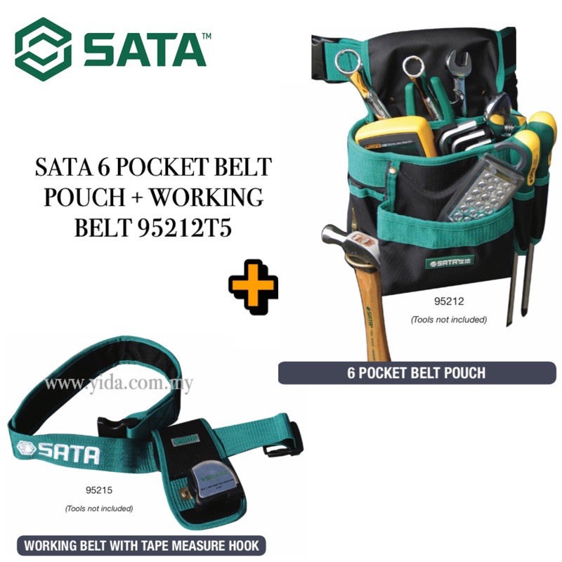 ELECTRICIAN TOOLS BAG / SATA 95212T5 6 POCKET BELT POUCH + WORKING BELT ...