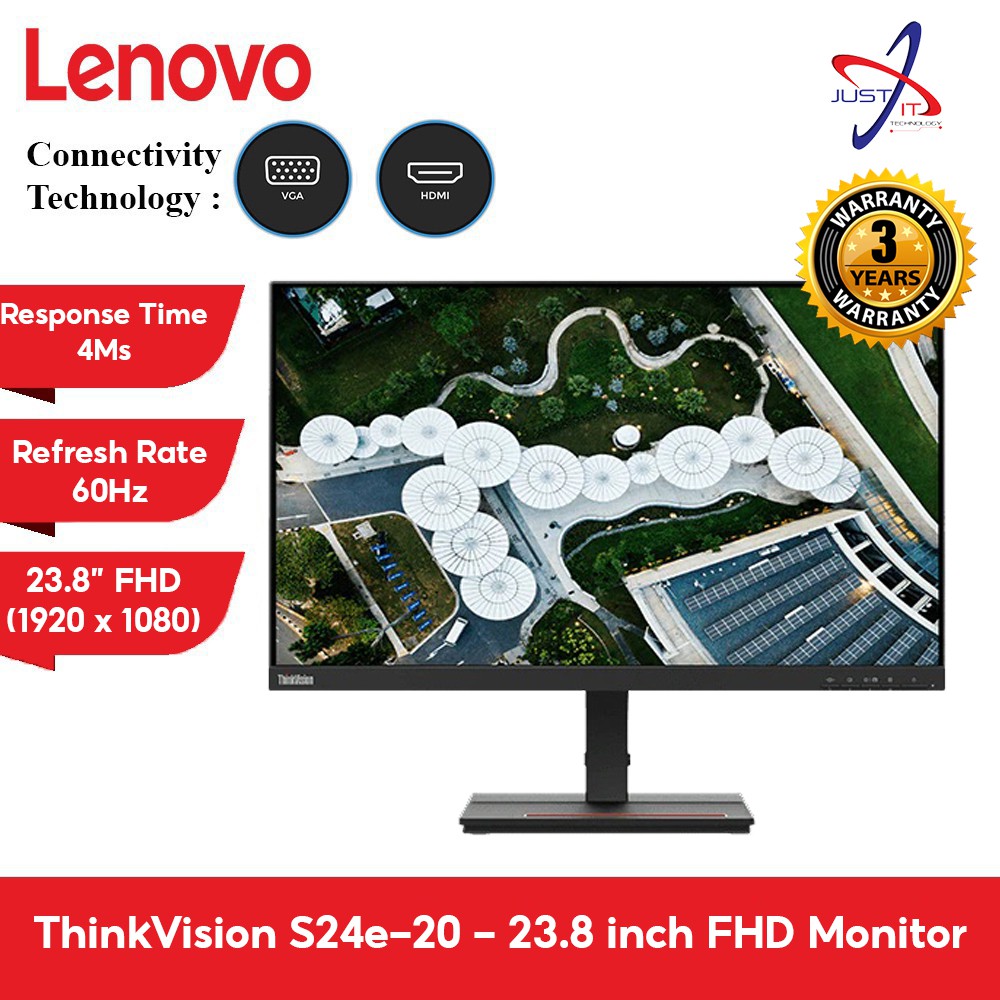 Lenovo ThinkVision S24E-20 23.8 FHD LCD Monitor | Shopee Malaysia