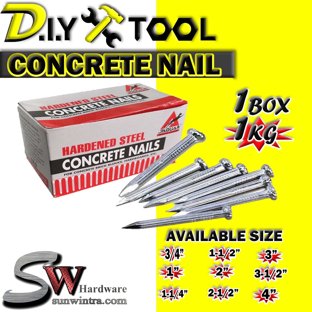 SW HARDWARE ORIGINAL JAGUAR CONCRETE NAIL/PAKU SIMEN 1KG/1BOX | Shopee ...