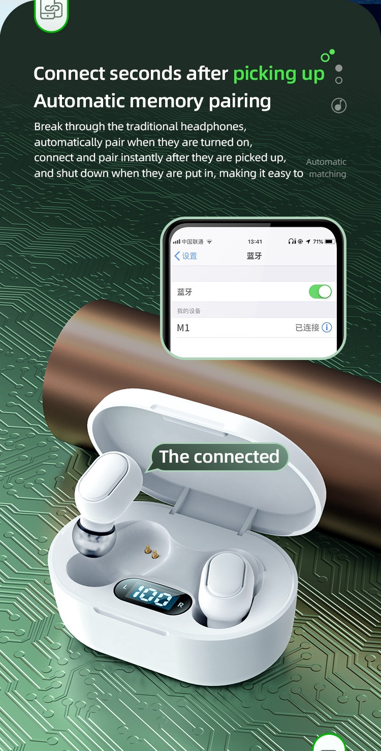 VANTEENIE Wireless Earphone V5.3 Bluetooth Headset Touch Earbud In-ear ...