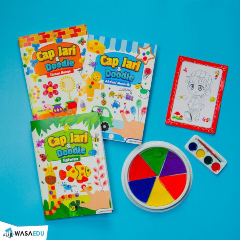 *BUKU CAP JARI &DOODLE-Utk merangsang Deria visual & kinestatik. (3 in ...