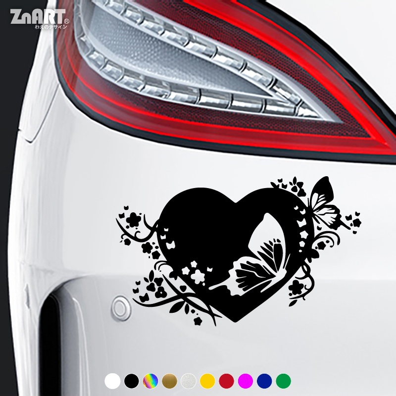 Floral Heart with Butterflies Car Stickers for Car Window Car ...