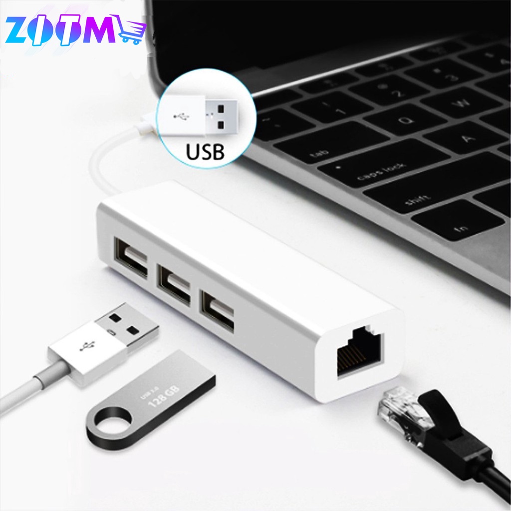 USB TO RJ45 LAN CARD ETHERNET NETWORK ADAPTER CABLE 3 PORT HUB 2 IN 1 ...