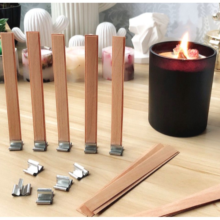 10pcs Wooden Wicks with stand for candle making Width 8mm/13mm/15mm ...