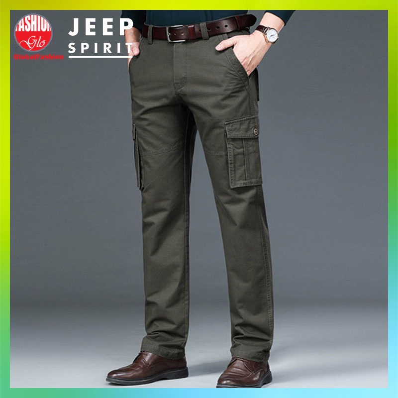 JEEP SPIRIT Cargo Pants Men Straight Cut Seluar Kargo Lelaki Tactical ...