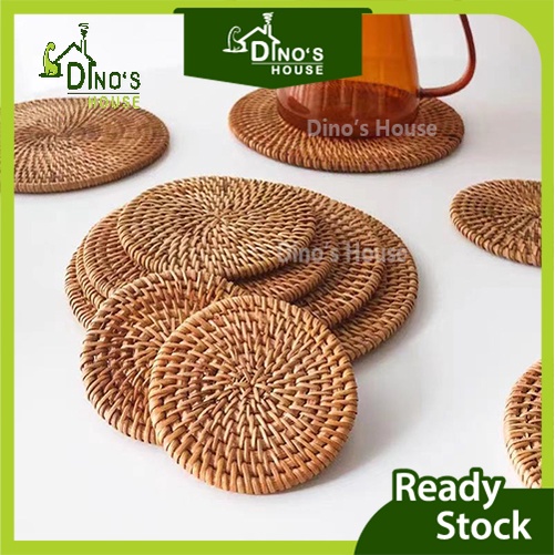 [Grade A] Rattan Coaster Placemat Round Heat Insulation Mat for Plate ...
