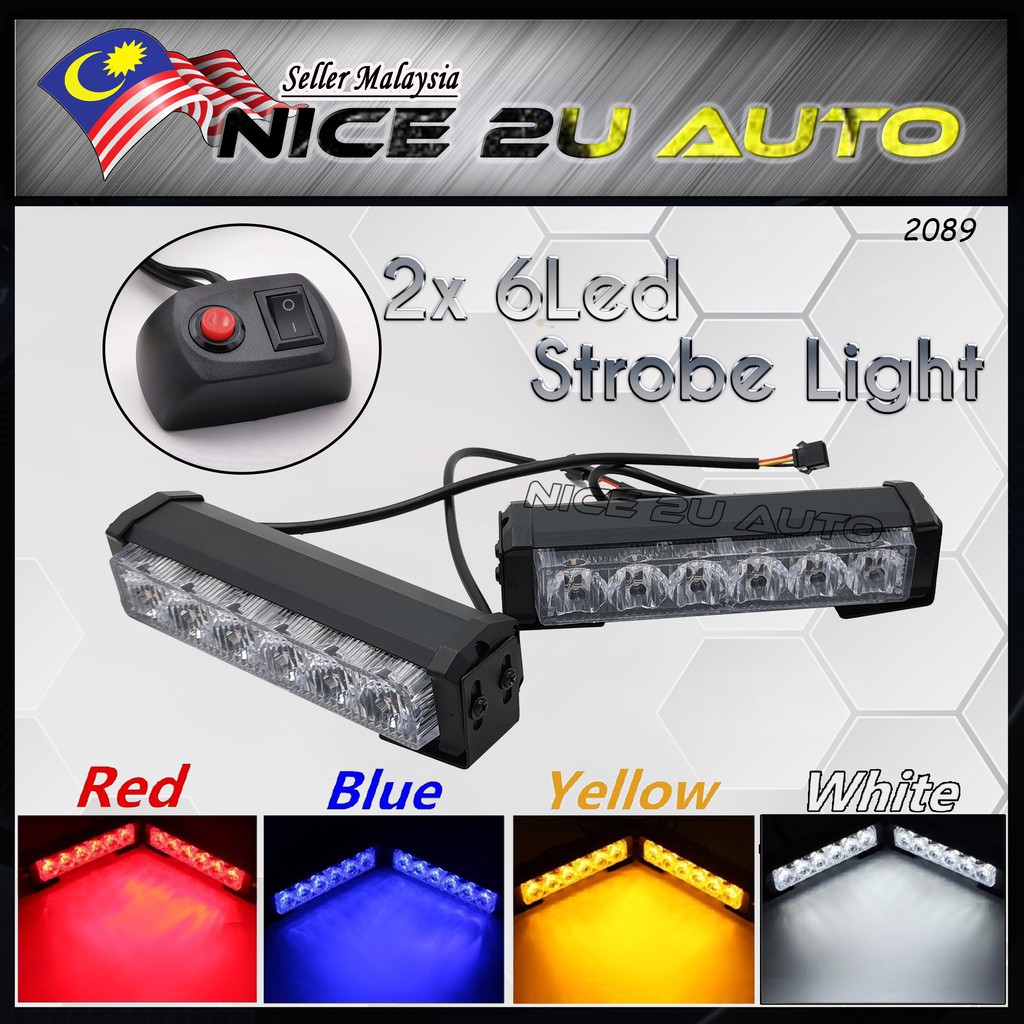 Car Emergency LED (2 Pcs) 12V Flashing Warning Strobe Light Kelip ...