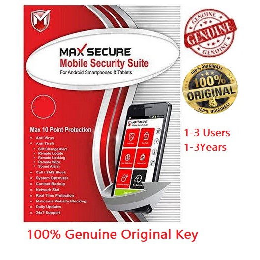 Max Secure Software Max Total Security for Android Phone - 1/3 Phones, 1/3 Years (Email Delivery ...