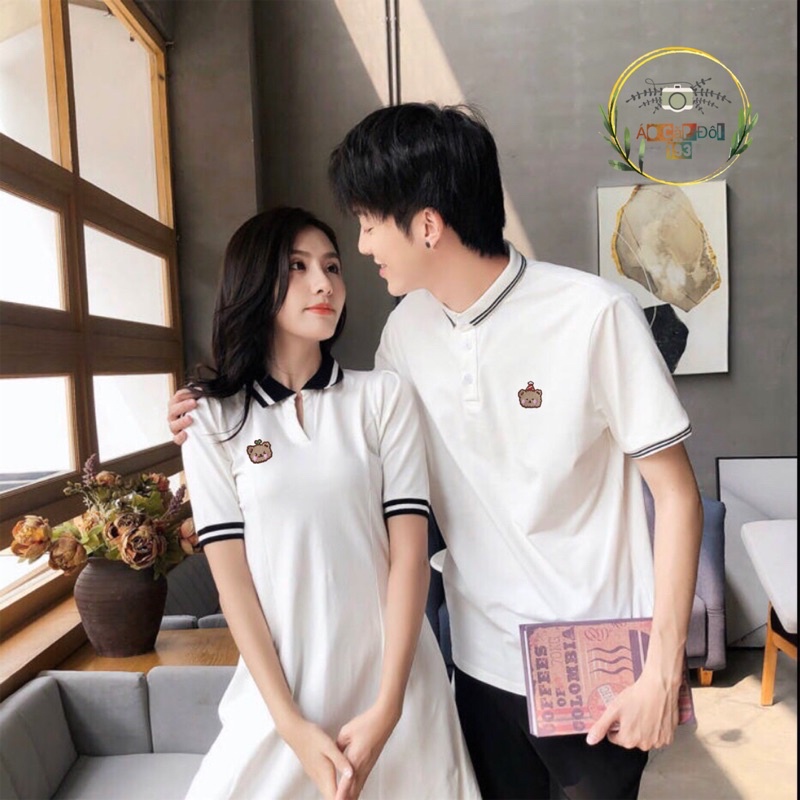 Double polo dress with neckline decorated with cute bears (available in ...