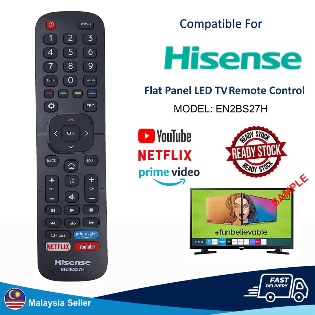 Hisense EN2BS27H Flat Panel LED LCD Android Smart TV Remote Control ...
