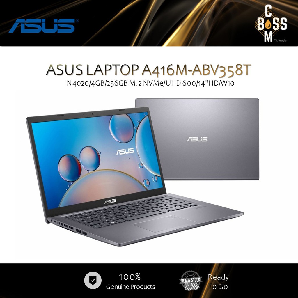 ASUS LAPTOP A416M-ABV358T (N4020/4GB/256GB M.2 NVMe/UHD 600/14"HD/W10 ...