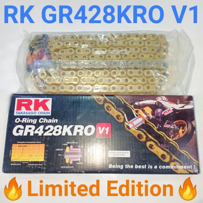 RK O-RING 428 GOLD CHAIN RANTAI EMAS PENUH CHAIN GR428KRO V1 124L (100% ...