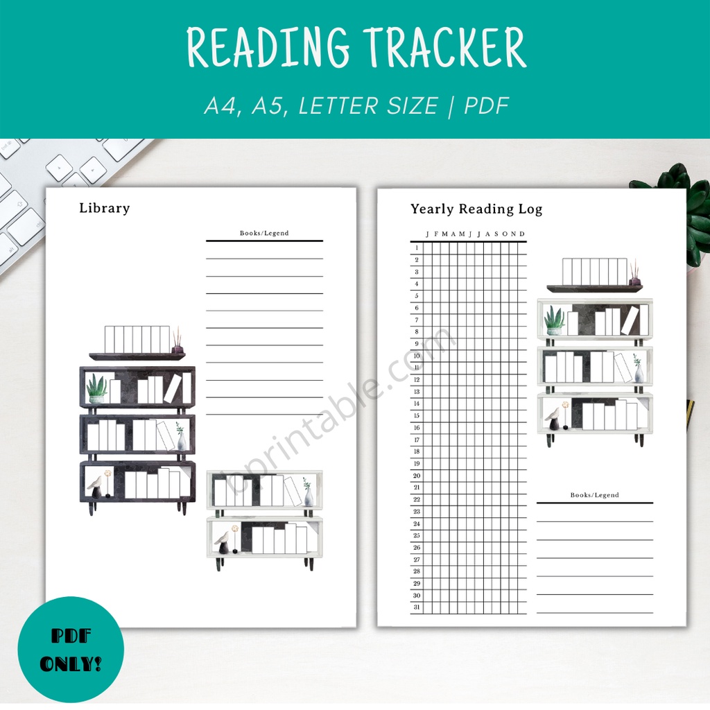[PDF] Printable Reading Log Tracker, Reading List Journal Template ...