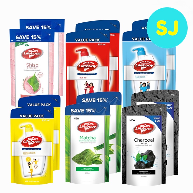 Lifebuoy Body Wash Shower Gel Refill Pack - Value Pack (850ml x 2 packs ...