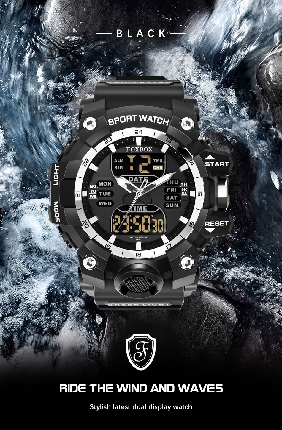 FOXBOX Original Electronic Digital Watch Men Electronic Sport ...