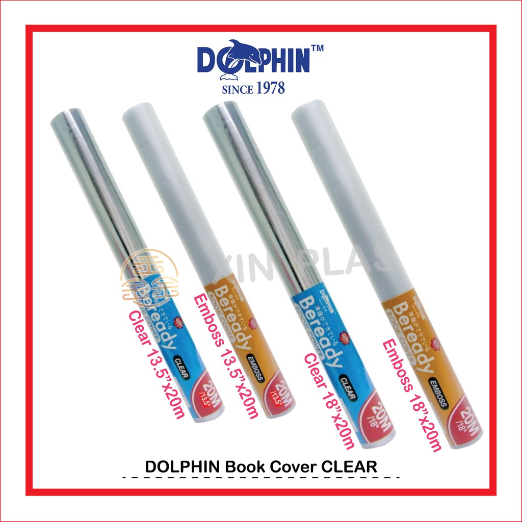 Dolphin Book Cover / Cover Seal 13.5" and 18" 20meter (Clear/Emboss ...