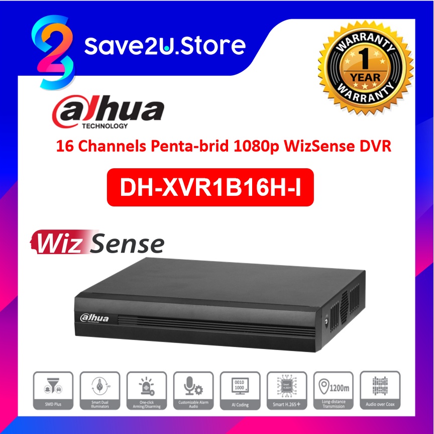 【Ready Stock】Dahua DH-XVR1B16H-I 16-Channel 16CH Full HD 5M-N DVR CCTV ...