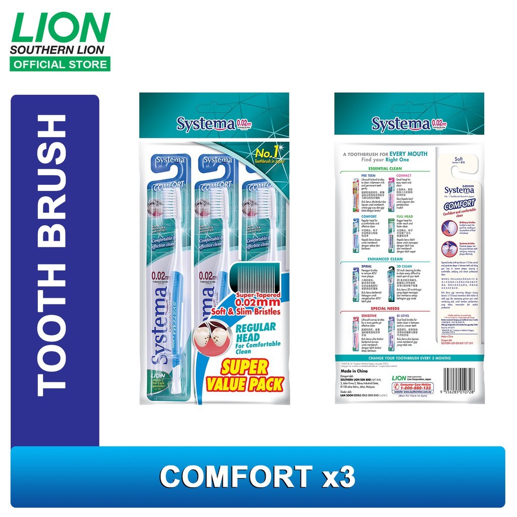 SYSTEMA Essential Clean Toothbrushes - Comfort (3 Pcs) [Super Value ...